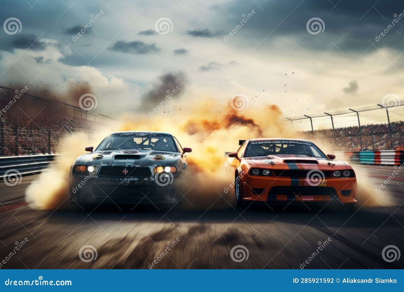 Intense Speed Battle for Title Drag Race Start Stock Illustration ...