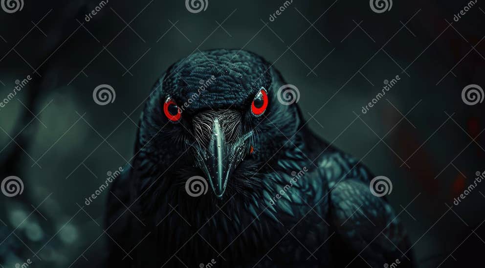 Intense Stare of a Dark Feathered Bird Stock Illustration ...