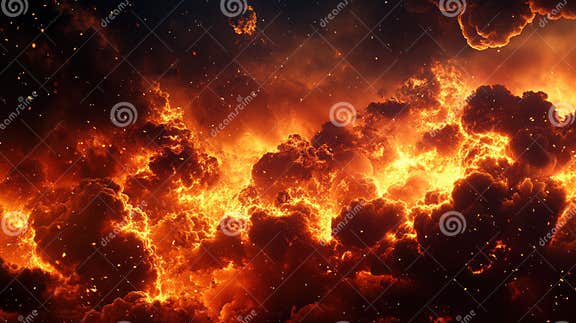 Intense Surreal Sky with Flames and Firestorm Effects Stock ...