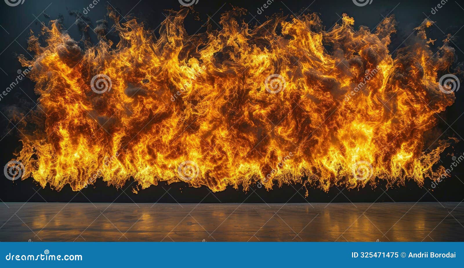 Intense Vertical Fire Wall on Dark. Stock Illustration - Illustration ...