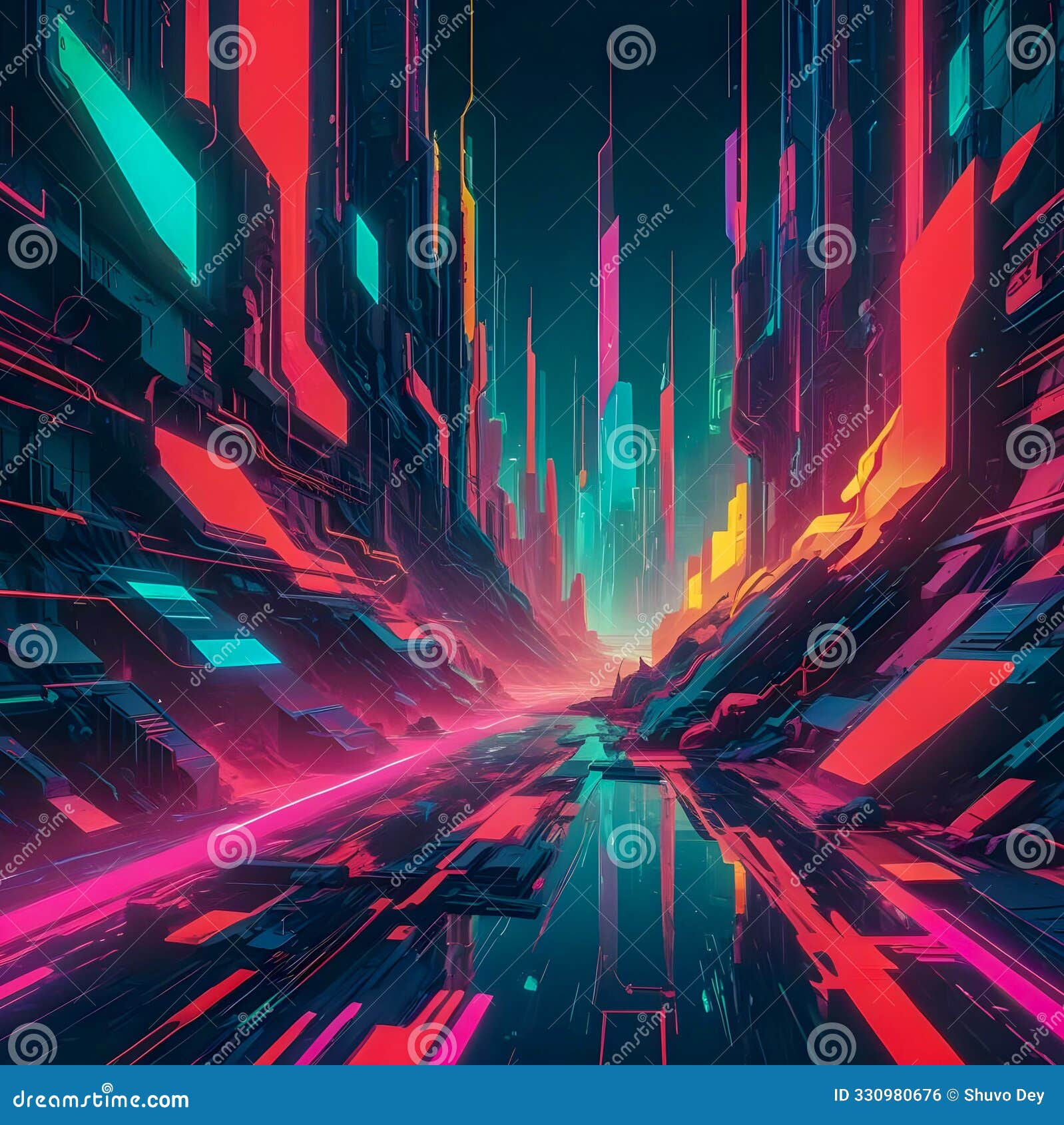 Cyberpunk Abstract Background. Hexagon Pattern Vector Illustration ...