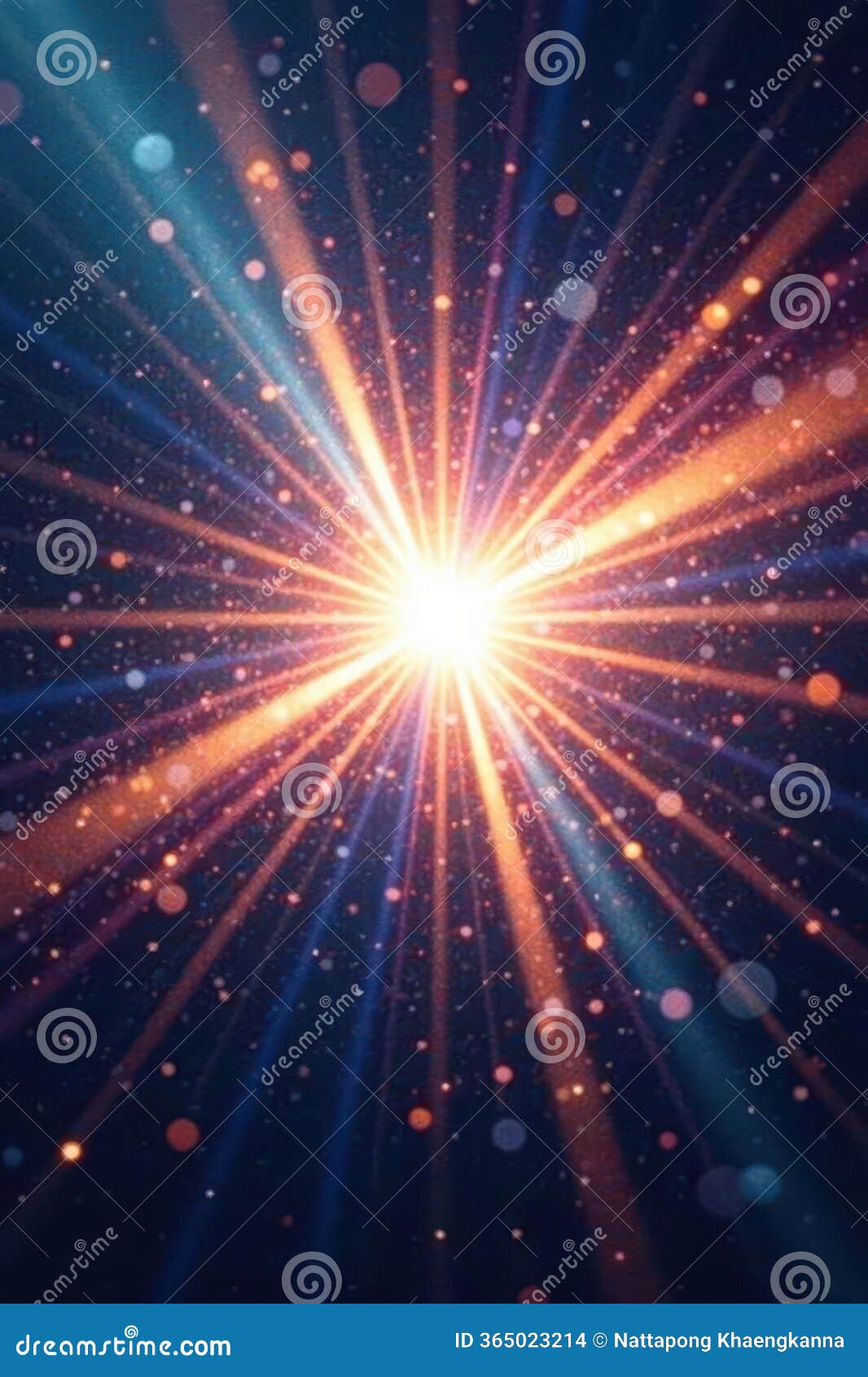 Intense White Lens Flare On Black With Horizontal Streaks And Rainbow ...