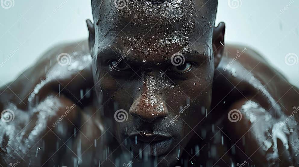 Intense Workout Close Up of a Man Exercising with Blurred Background ...