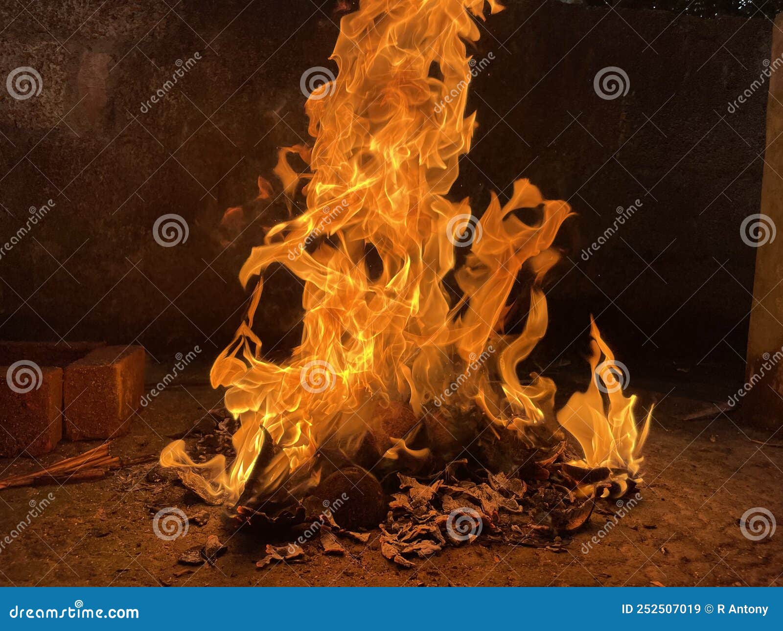 Intensity of Fire Flame with Dark Background Stock Image - Image of ...