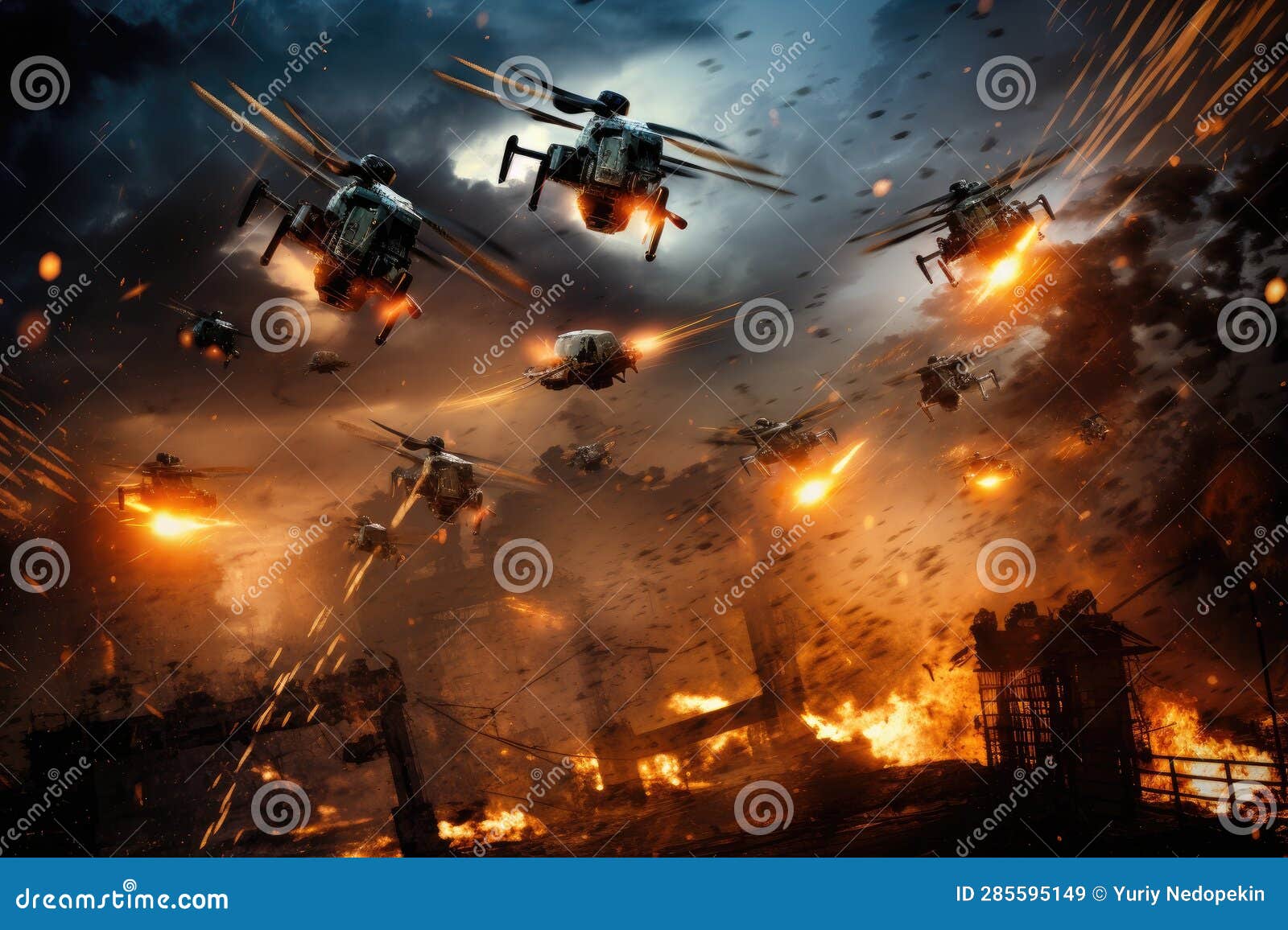 Intensity of a Tank Battle Enhanced by the Use of Drones. Stock ...