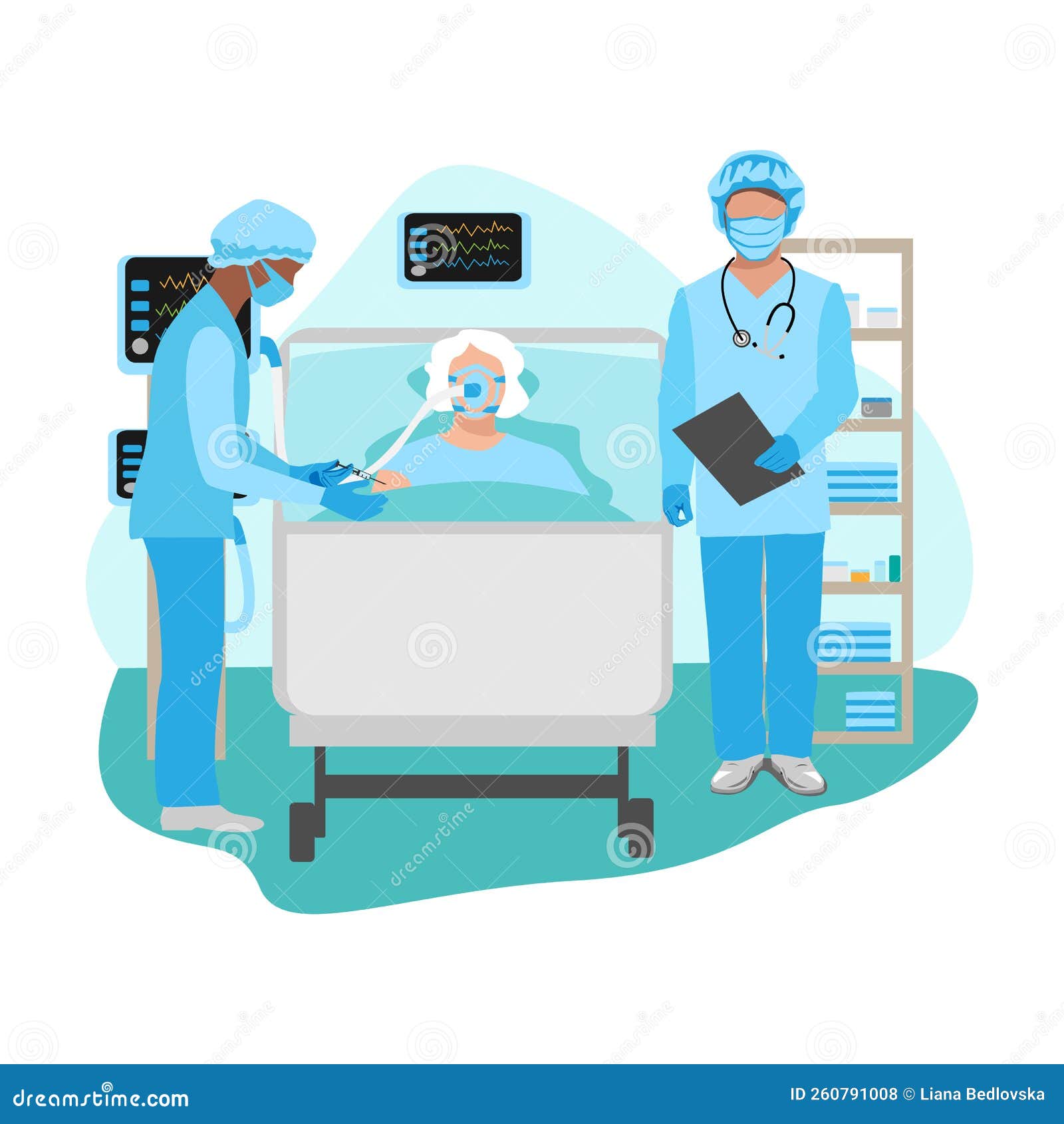 Doctor and Nurse Care for Patients in the Intensive Care Uni Stock ...