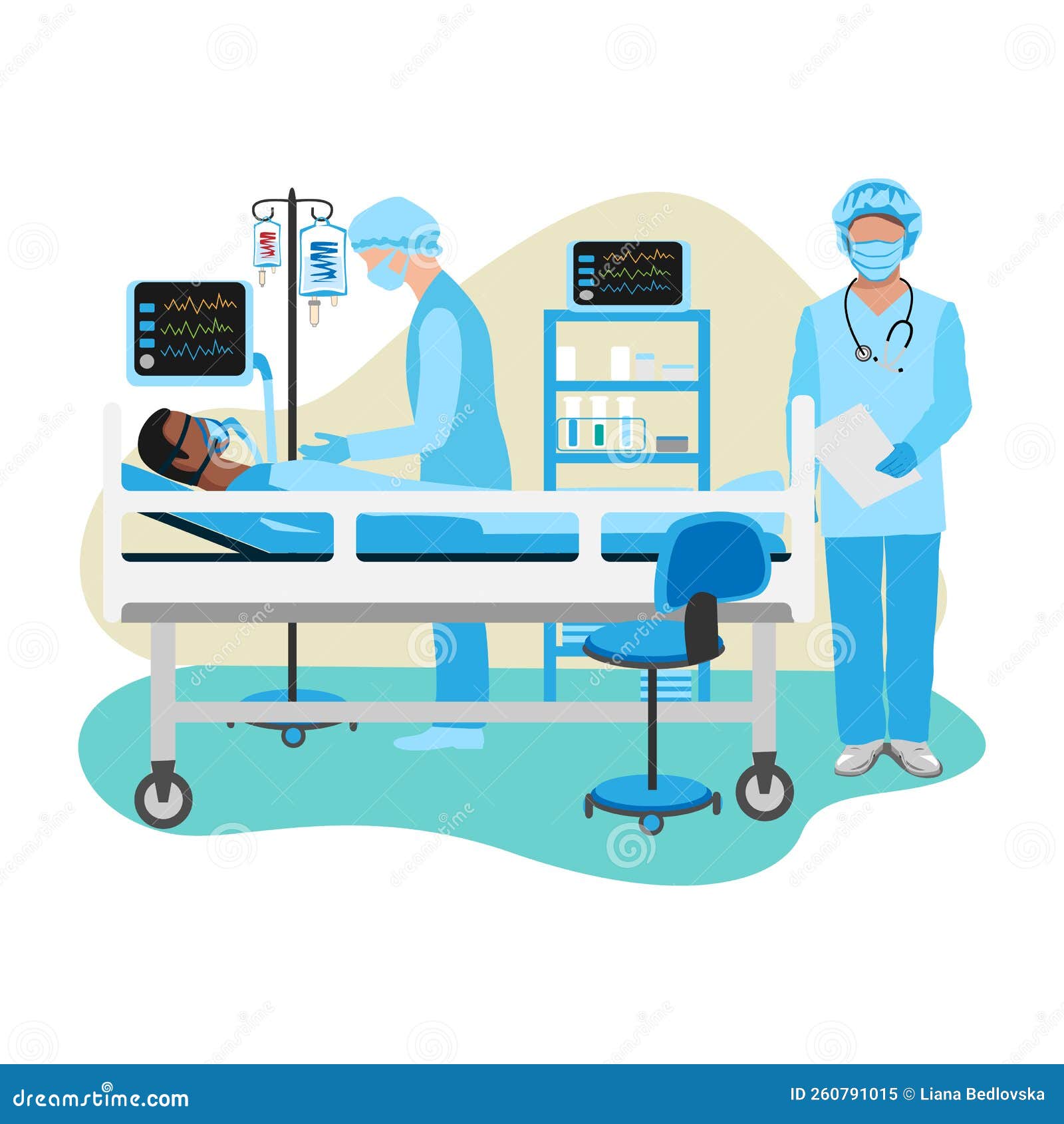 Doctor and Nurse Care for Patients in the Intensive Care Uni Stock ...