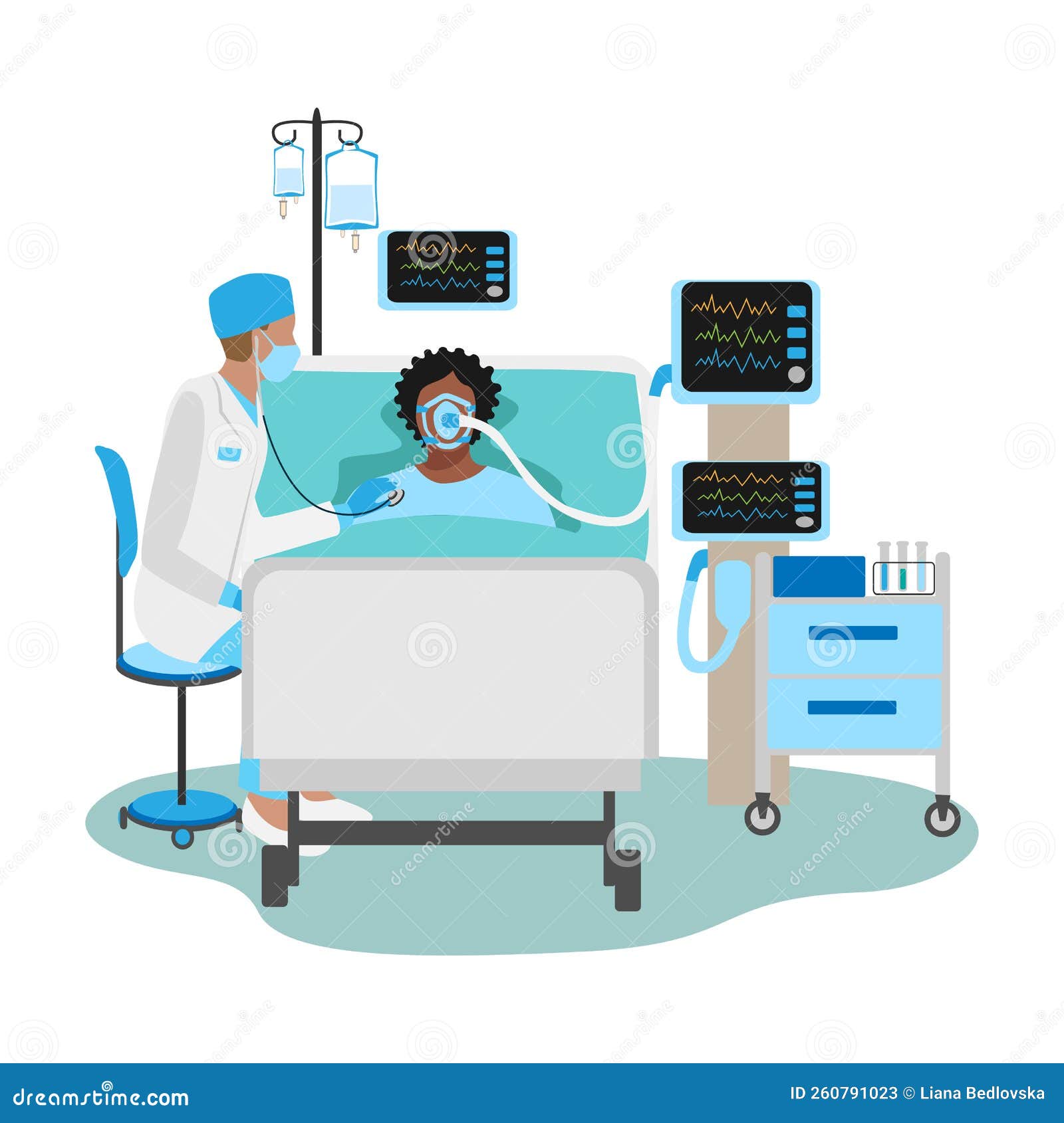 Doctor and Nurse Care for Patients in the Intensive Care Uni Stock ...