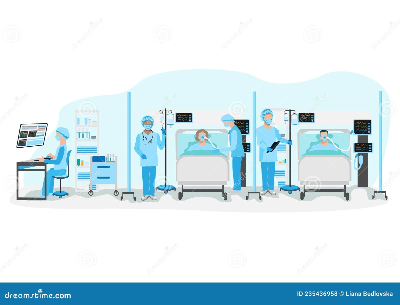Doctors and Nurses Visit Patients on Artificial Ventilation Stock ...