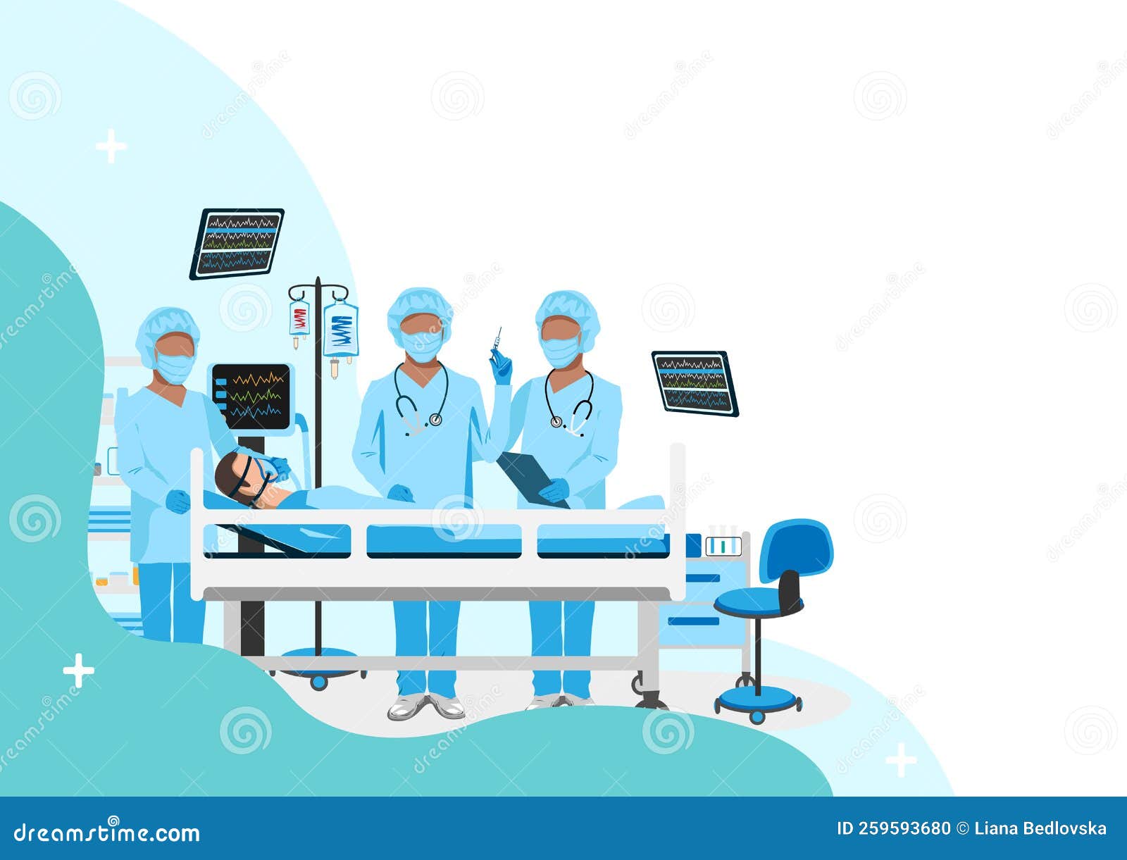Nurses Care for Patients in the Intensive Care Unit Stock Vector ...