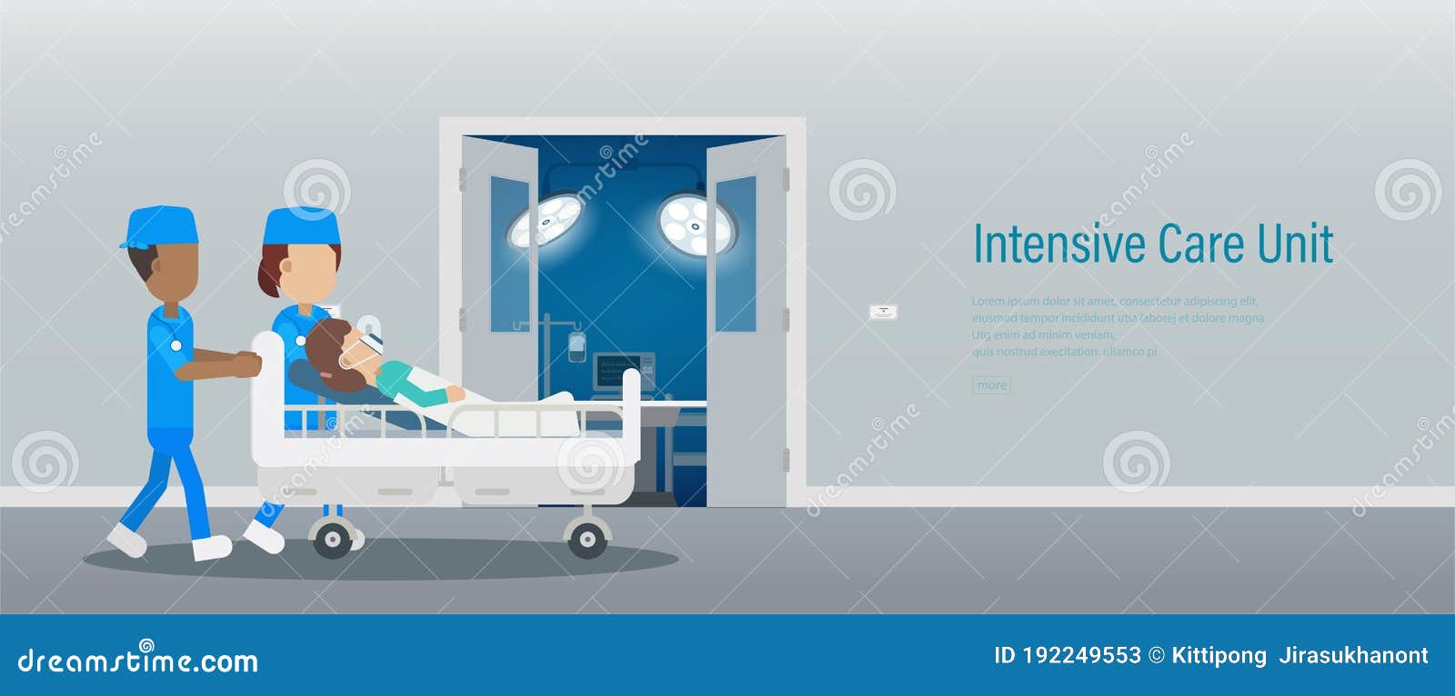 Intensive care unit banner stock vector. Illustration of equipment ...