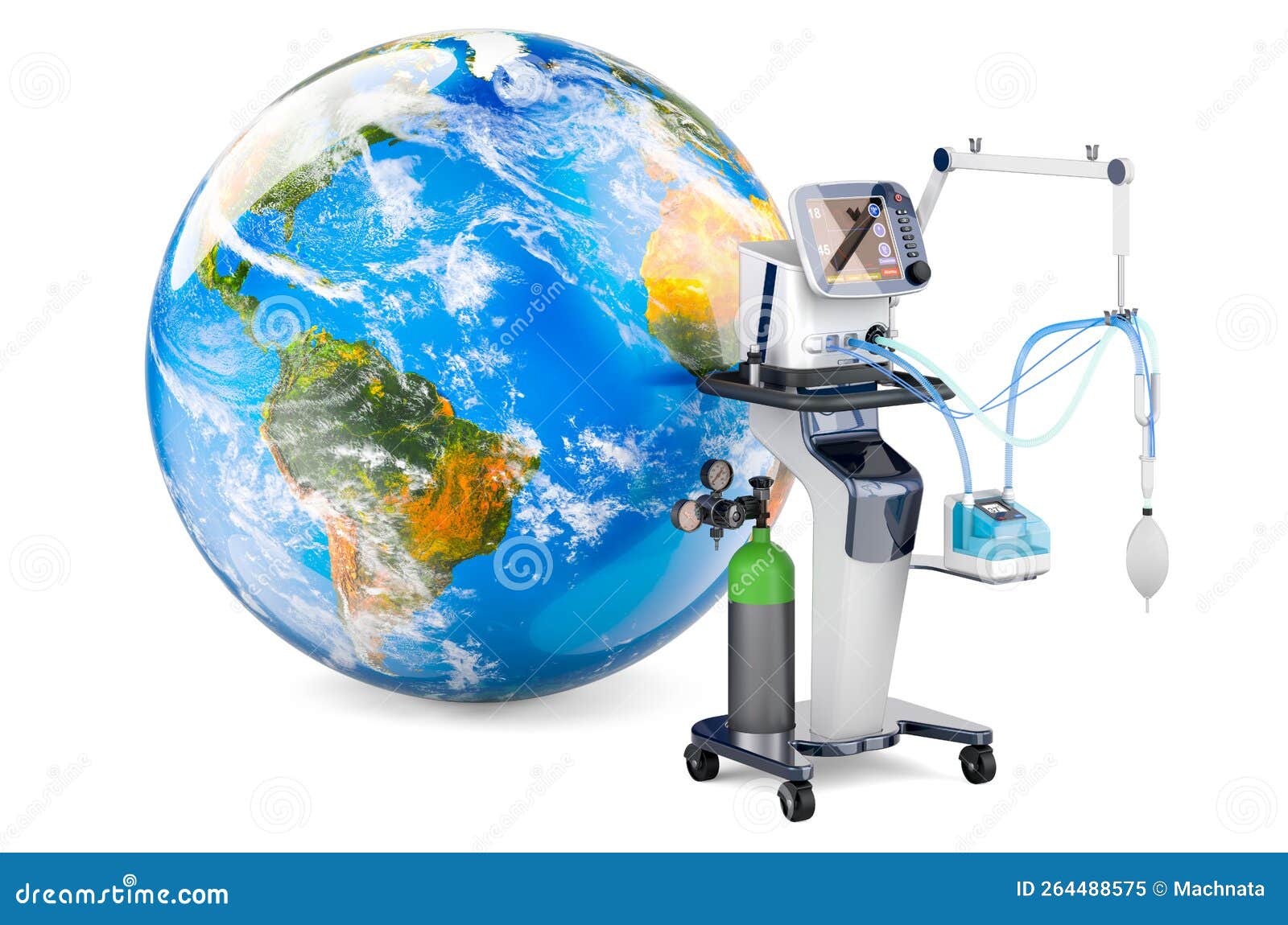 Intensive Care Unit ICU with Earth Globe, 3D Rendering Stock ...