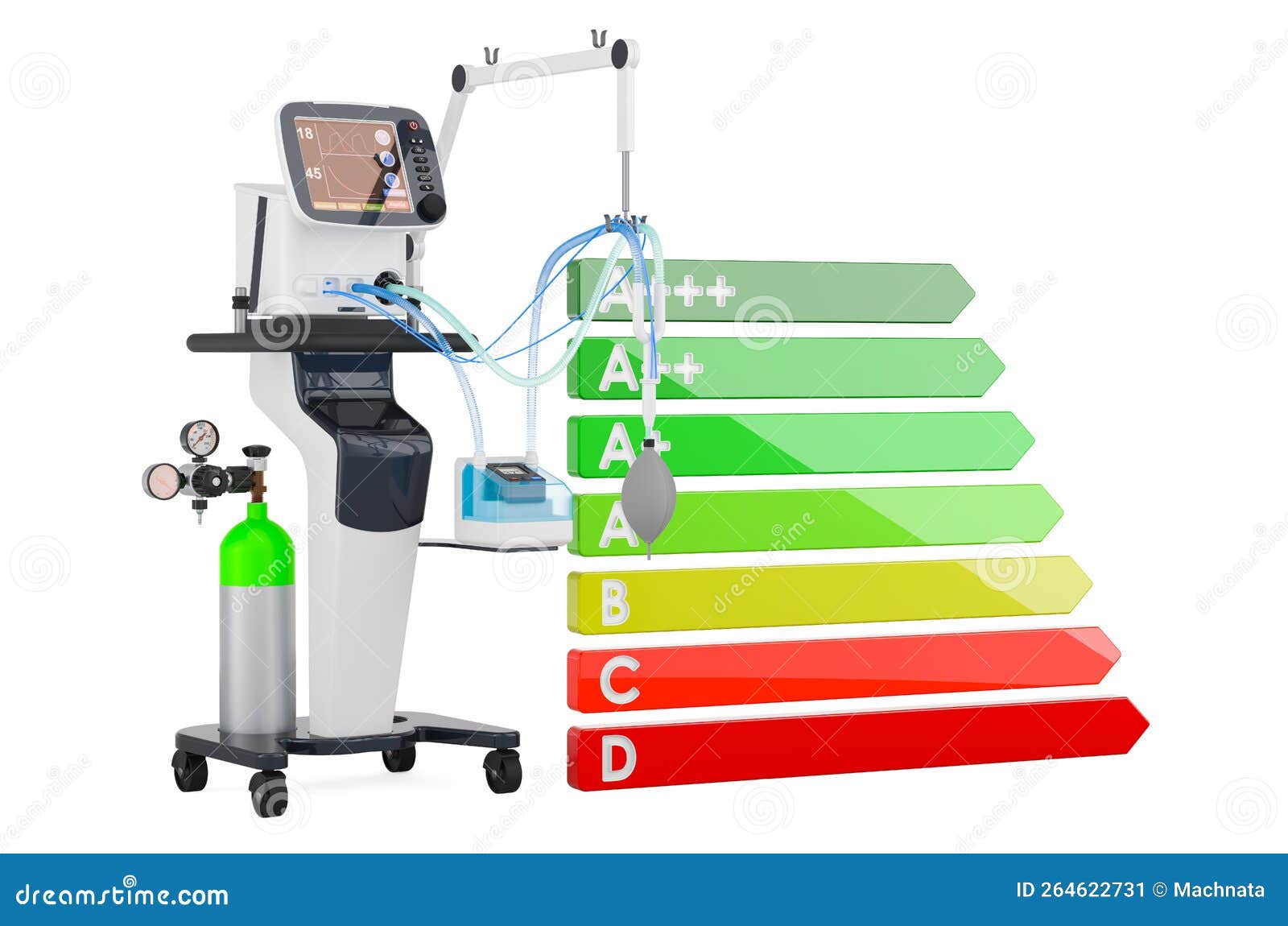 Intensive Care Unit, ICU with Energy Efficiency Chart, 3D Rendering ...