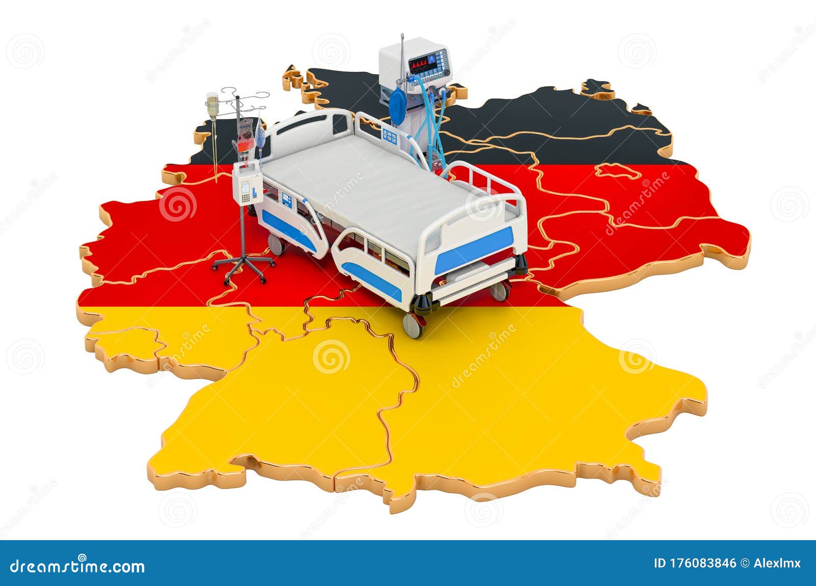 Intensive Care Unit ICU in Germany, 3D Rendering Stock Illustration ...