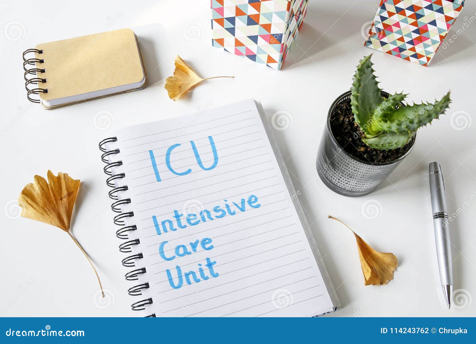 Intensive Care Unit ICU Written in a Notebook Stock Photo - Image of ...