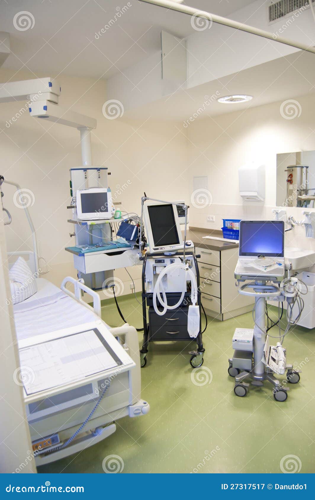 Intensive Care Unit with Monitors Stock Image - Image of clinic, female ...