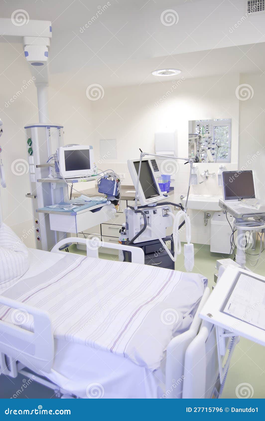 Intensive Care Unit with Monitors Stock Photo - Image of exam, female ...