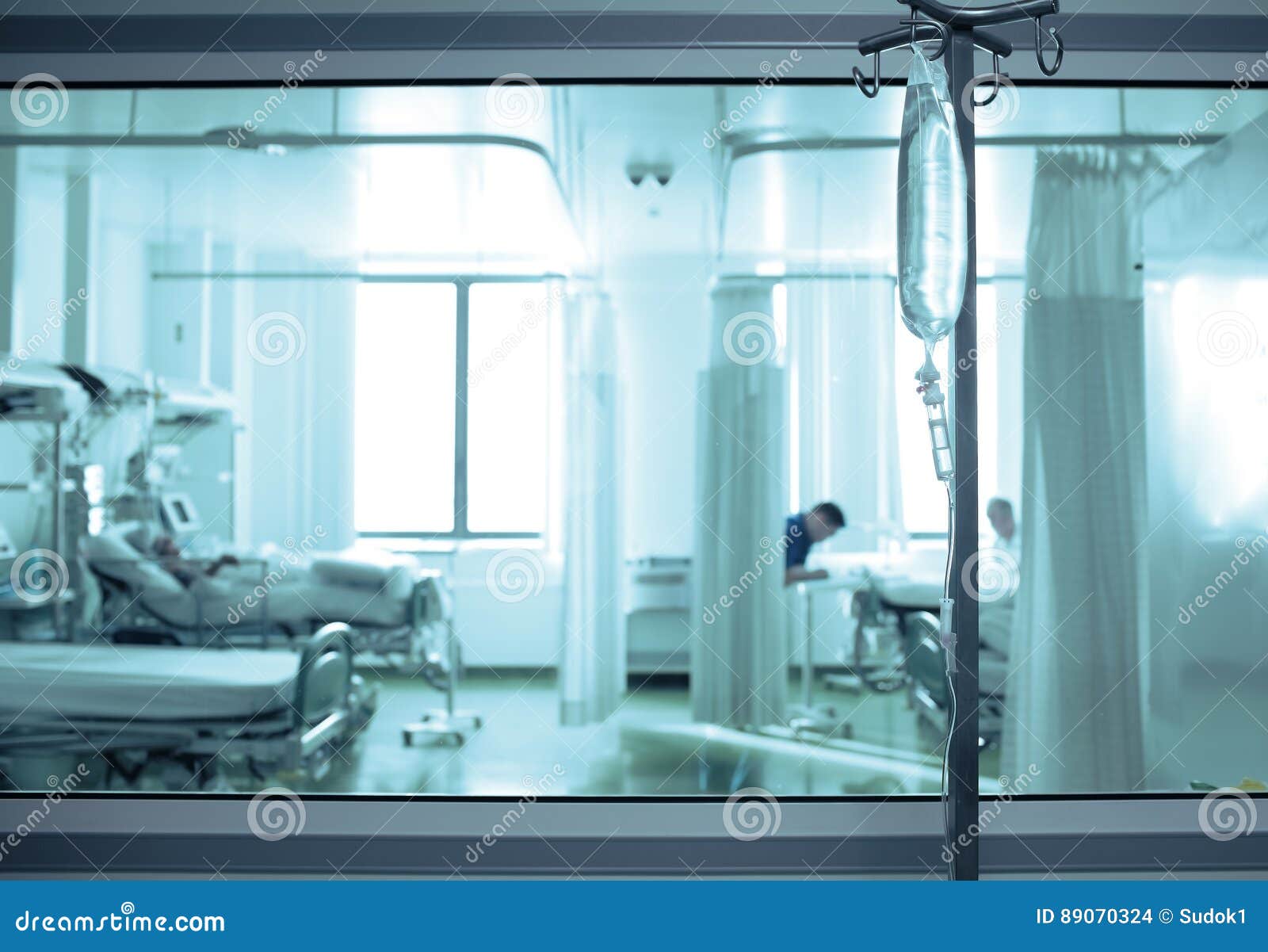 Ward Behind The Glass Viewing Window In The Hospital Hallway Unfocused ...