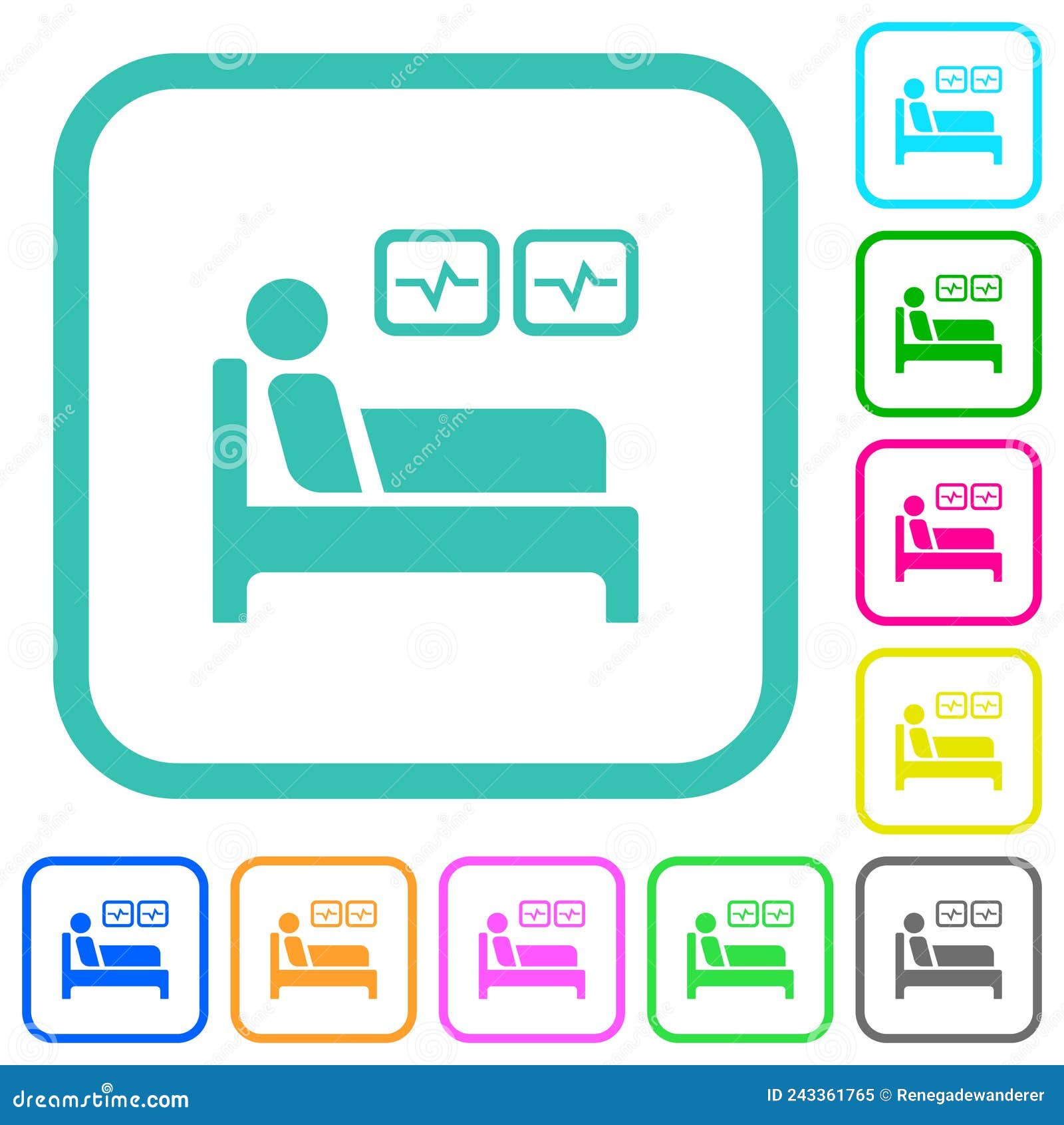 Intensive Care Vivid Colored Flat Icons Stock Vector - Illustration of ...