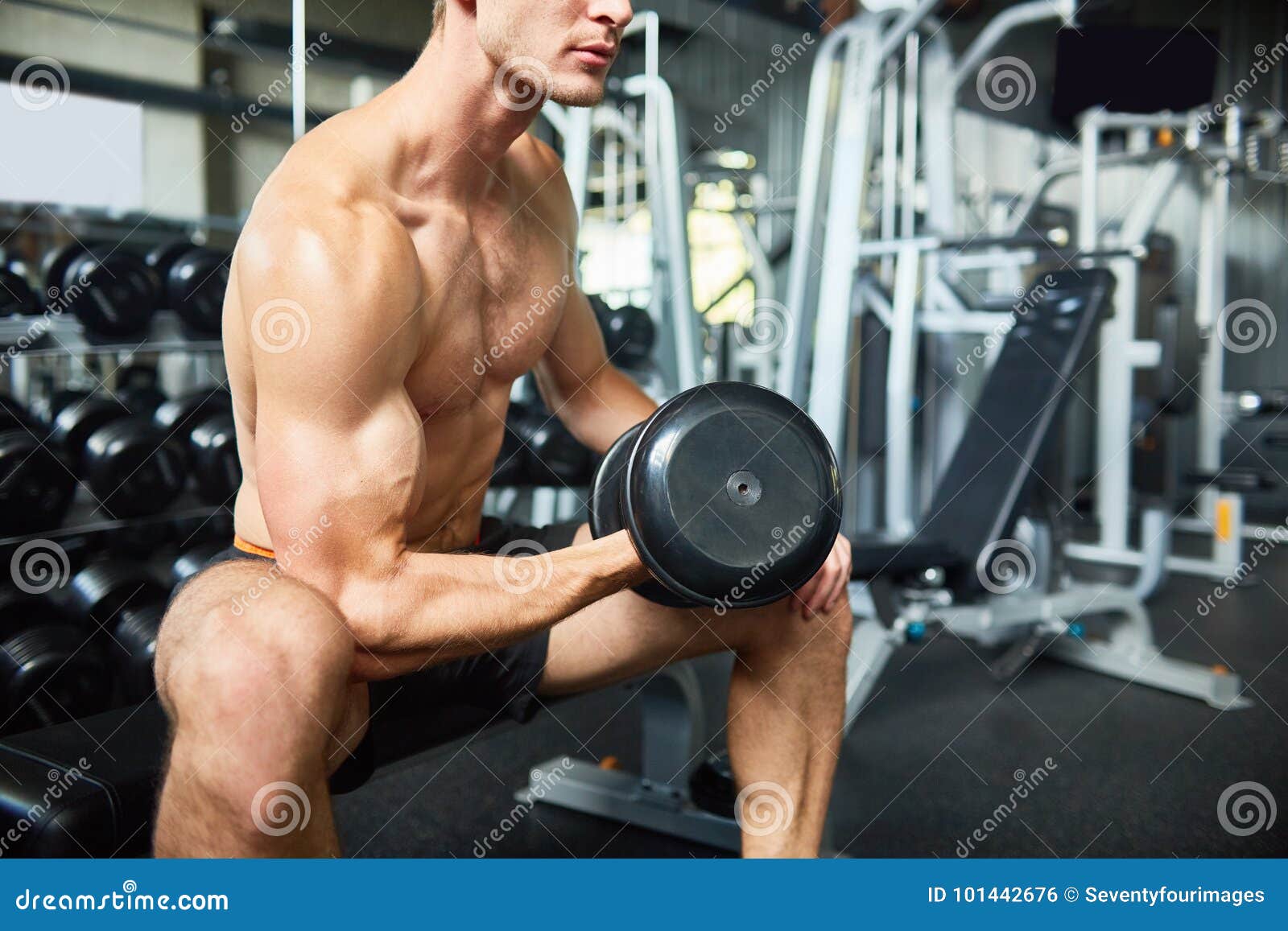 Intensive Training with Dumbbell Stock Photo - Image of athletic ...