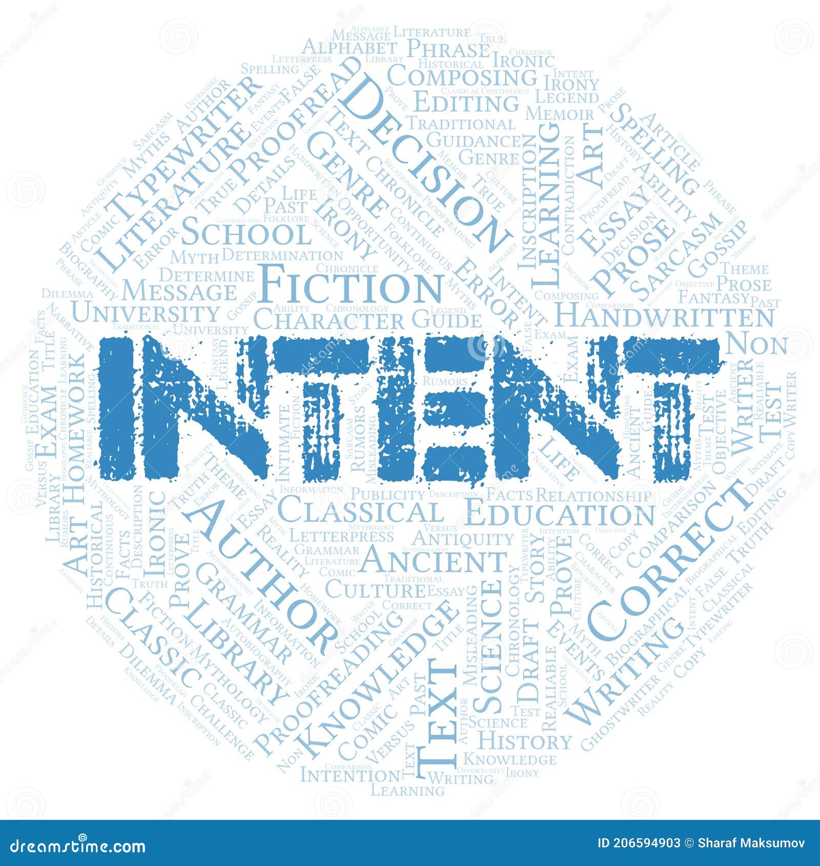Intent Typography Word Cloud Create with the Text only Stock ...