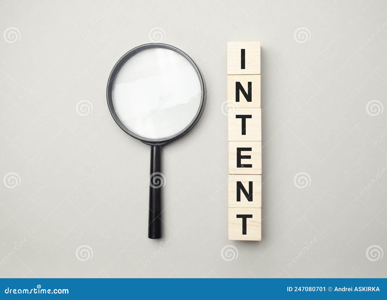 Intent Words on the Wooden Blocks and Magnifier Stock Image - Image of ...
