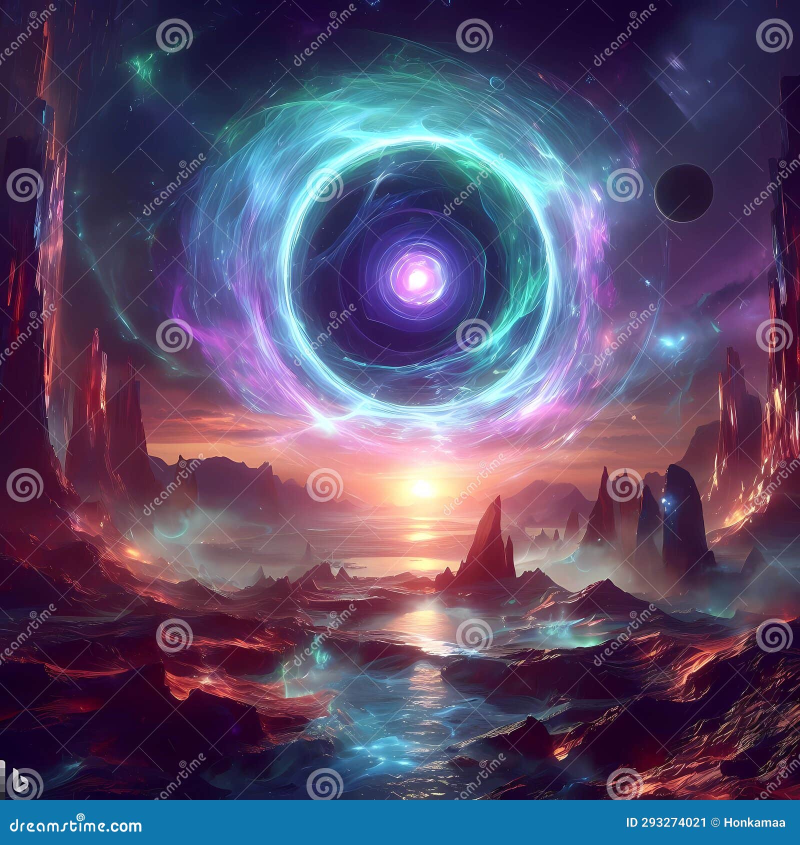 Inter Dimensional Portal in Fantasy Space Landscape Stock Illustration ...
