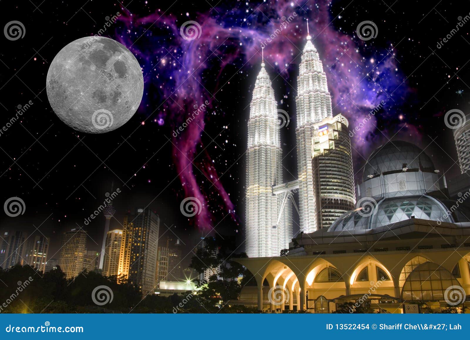 Inter-Galactic City Skyline at Night Stock Photo - Image of galactic ...