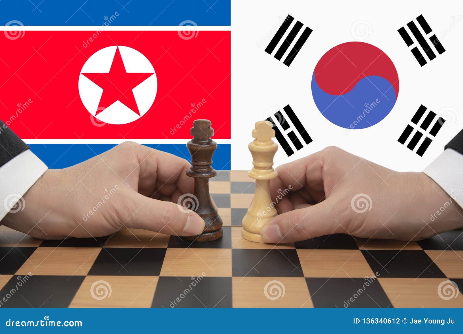 Inter-Korean Summit Expressed in a Chess Game. Stock Photo - Image of ...