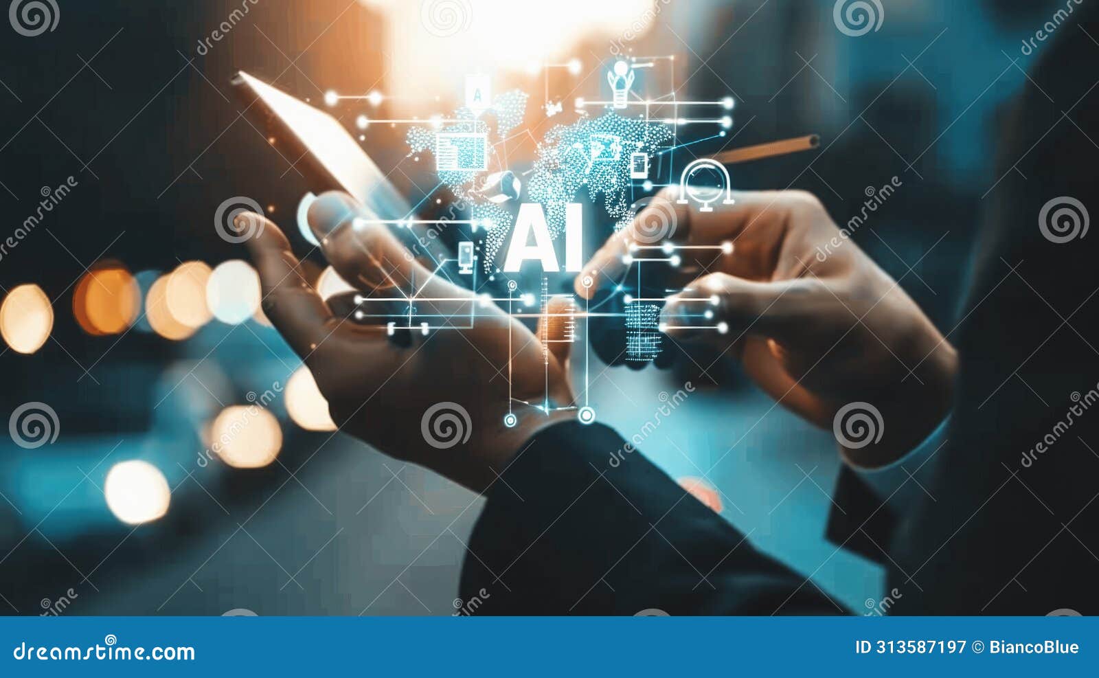 Interact with AI Artificial Intelligence Brain Processor Generative AI LLMs Stock Image - Image ...