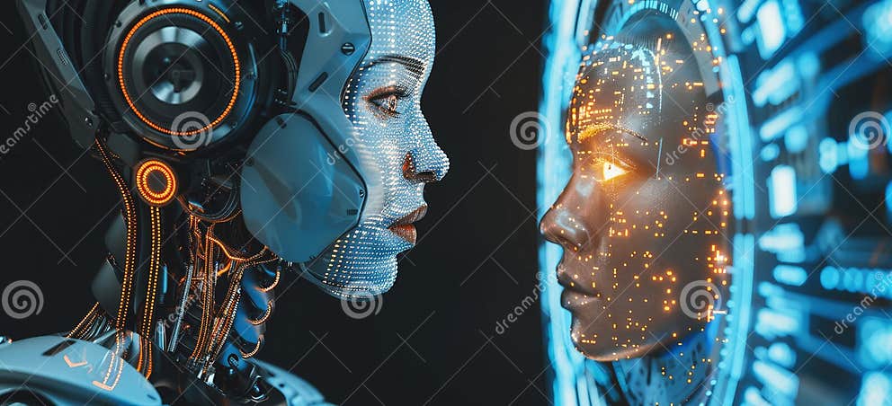 Interact with AI Artificial Intelligence Brain Processor Generative AI LLMs Stock Photo - Image ...