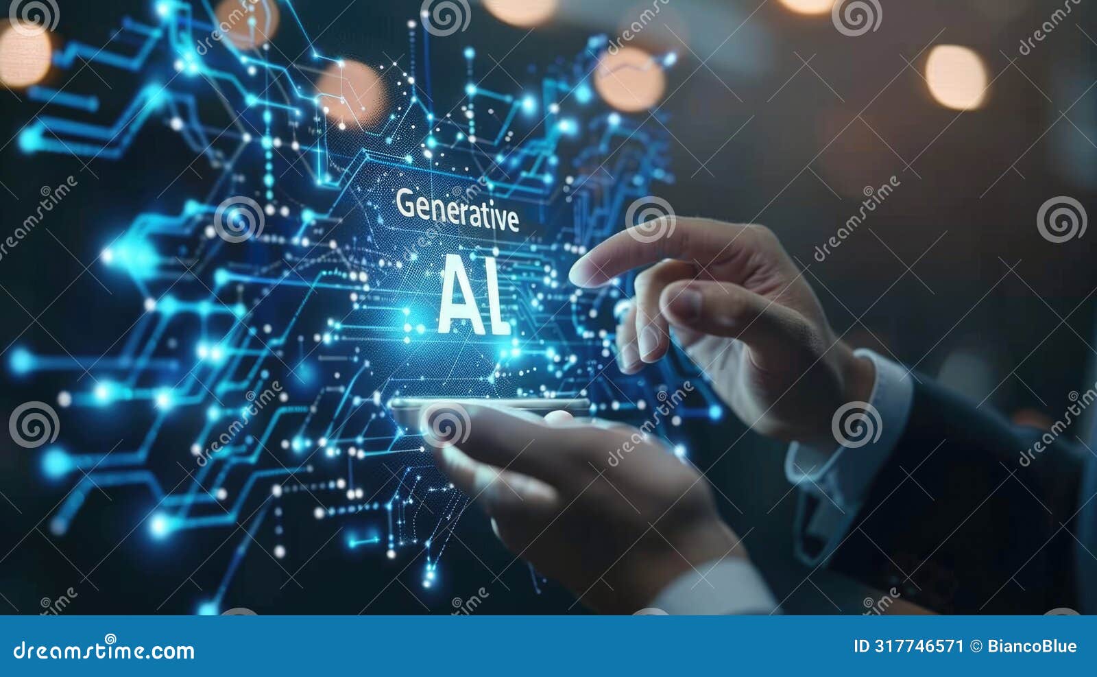Interact with AI Artificial Intelligence Brain Processor Generative AI LLMs Stock Image - Image ...