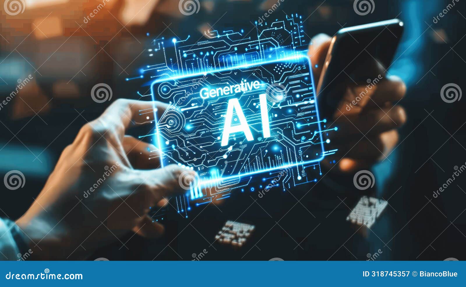 Interact with AI Artificial Intelligence Brain Processor Generative AI ...