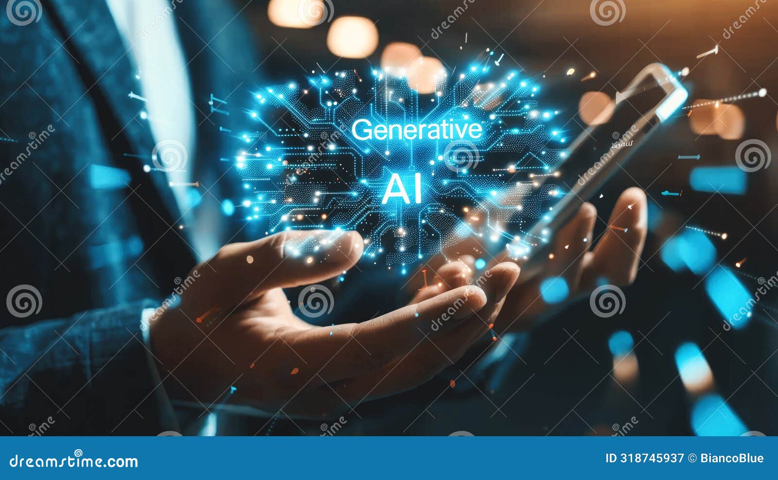 Interact with AI Artificial Intelligence Brain Processor Generative AI LLMs Stock Illustration ...