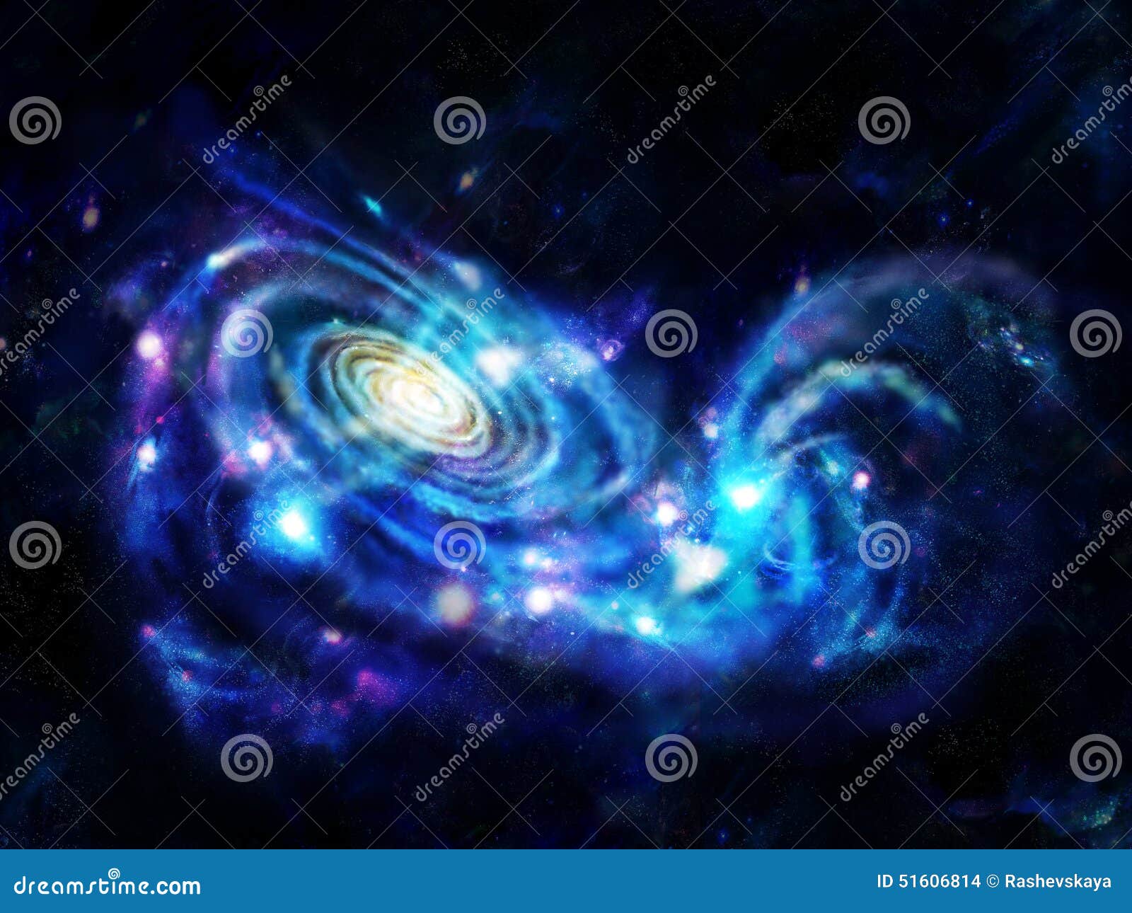 Interacting galaxies stock illustration. Illustration of graphics ...