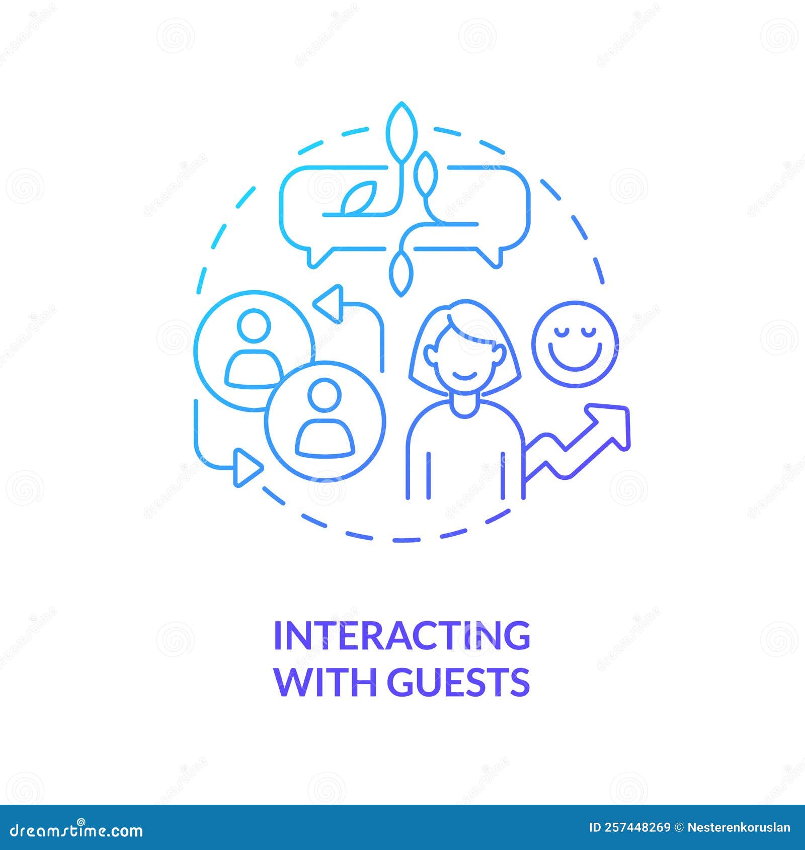 Interacting with Guests Blue Gradient Concept Icon Stock Vector ...