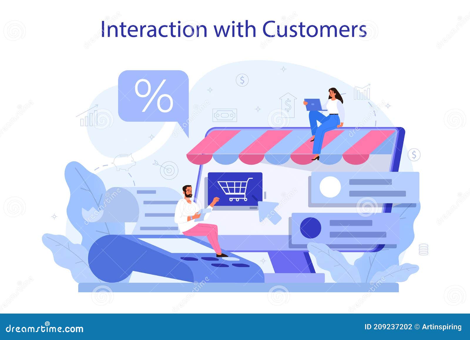 Interaction with a Customer Concept. Marketing Technique Stock Vector ...