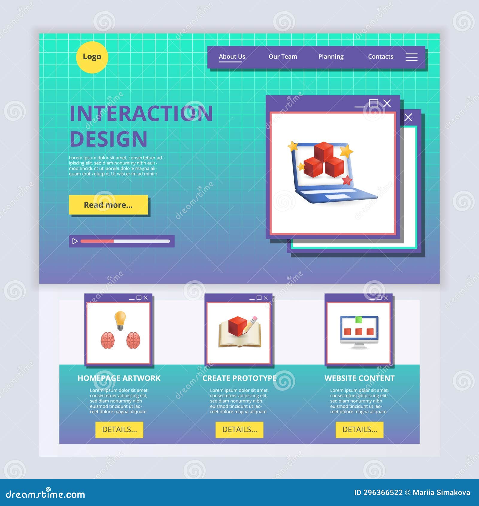 Interaction Design Flat Landing Page Website Template. Homepage Artwork ...
