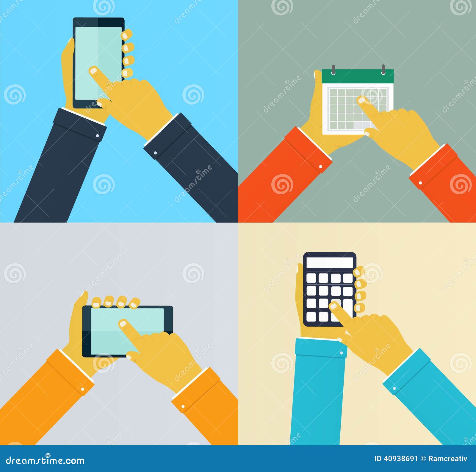 Interaction Hands Using Mobile Apps Stock Vector - Illustration of ...