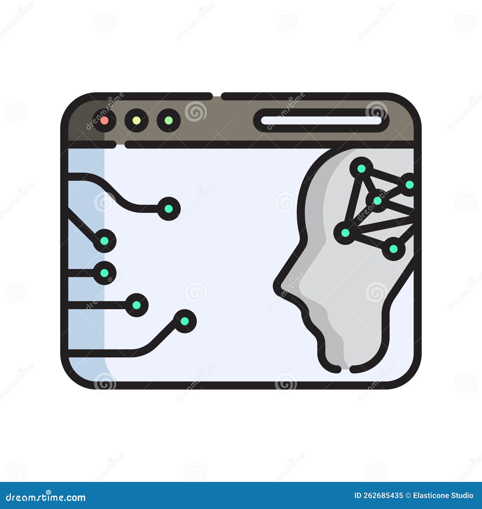 Interaction Icon Vector Illustration. Flat Outline Cartoon. Artificial ...