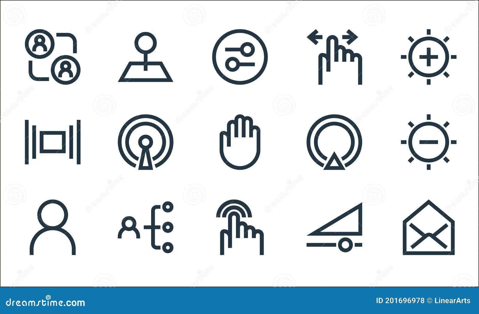 Interaction Line Icons. Linear Set Stock Vector - Illustration of ...