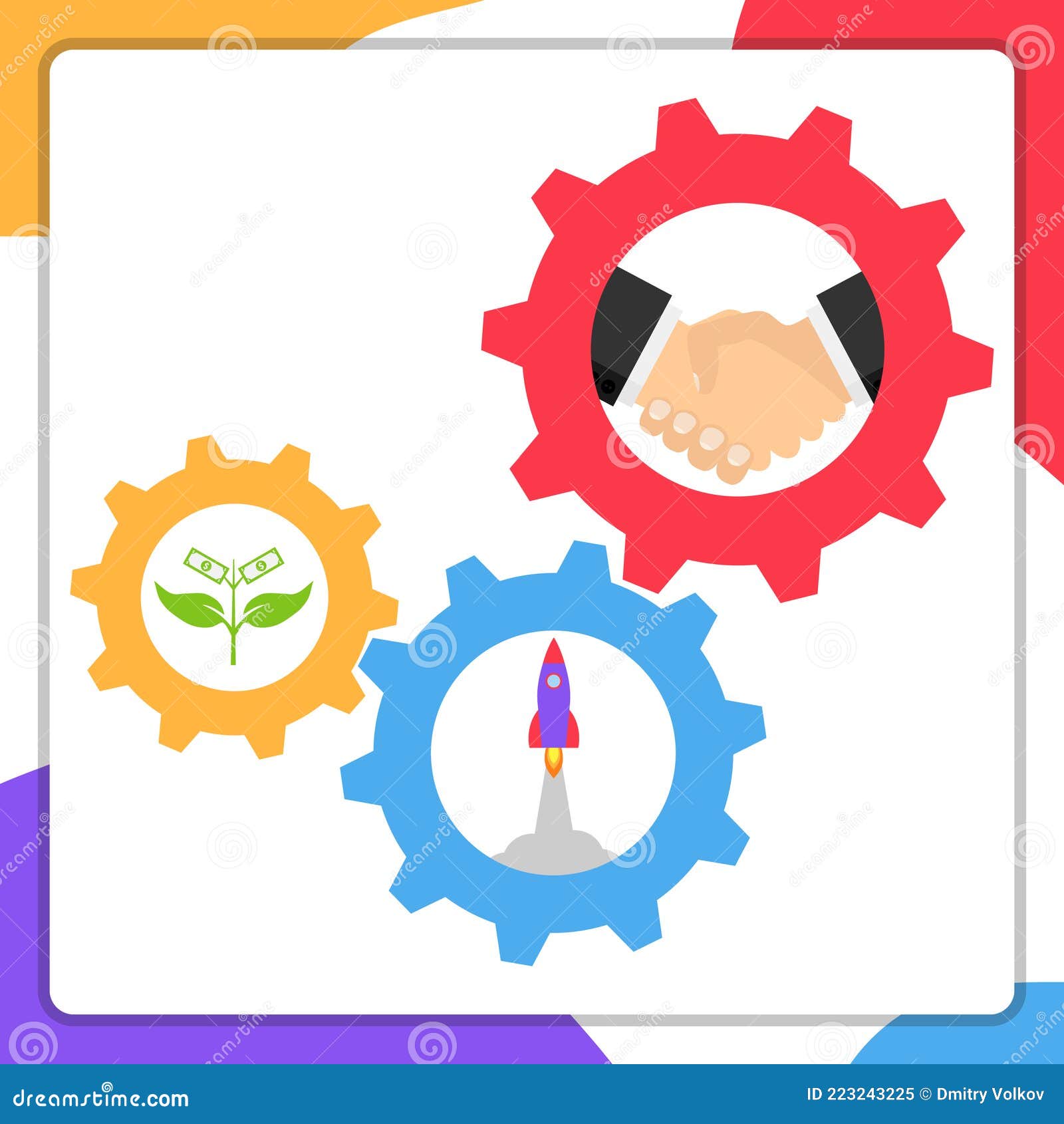 Interaction, New Startup. Three Gears are Spinning among Themselves ...