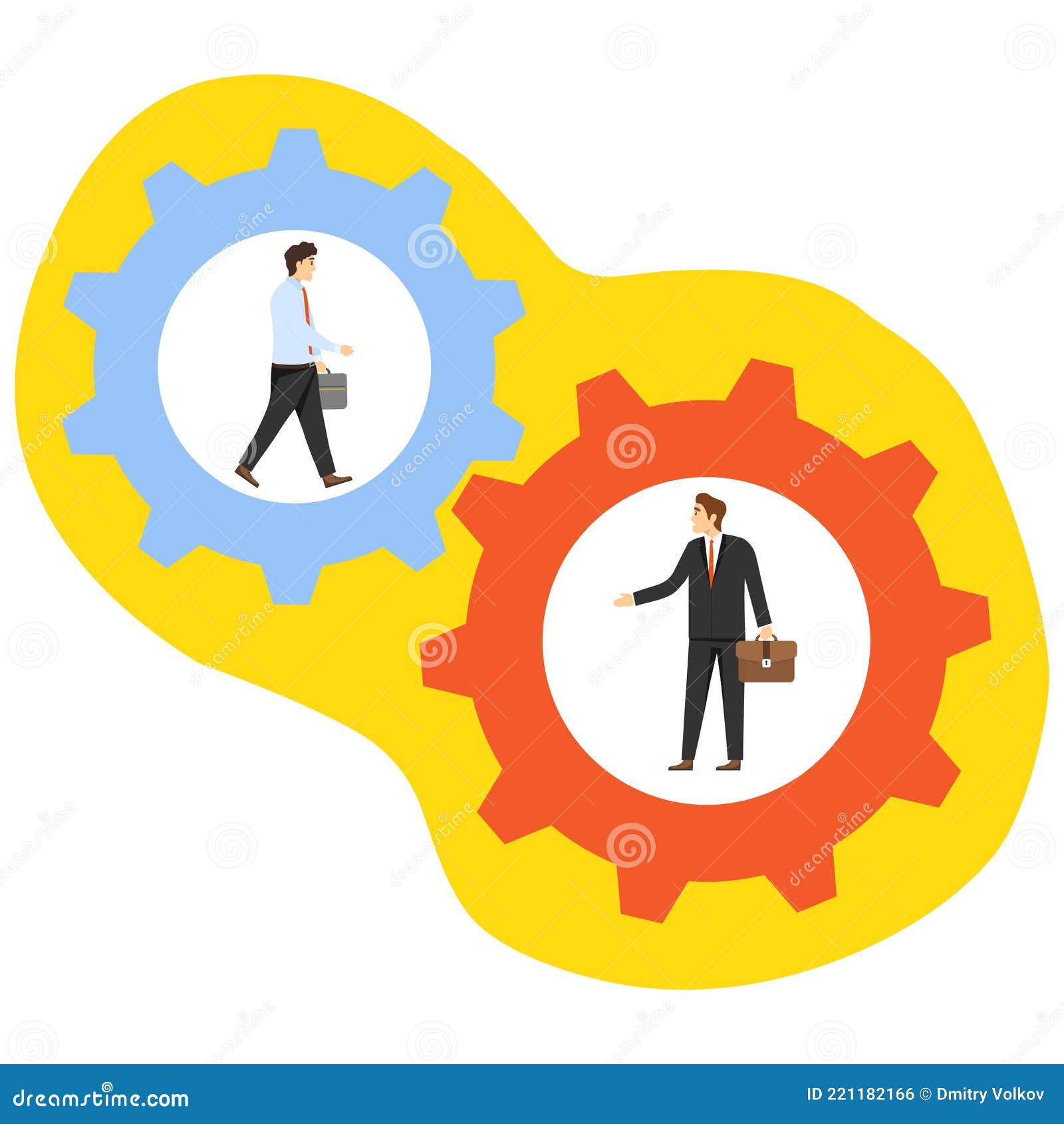Interaction between People. Two Businessmen Inside Gears Interacting ...