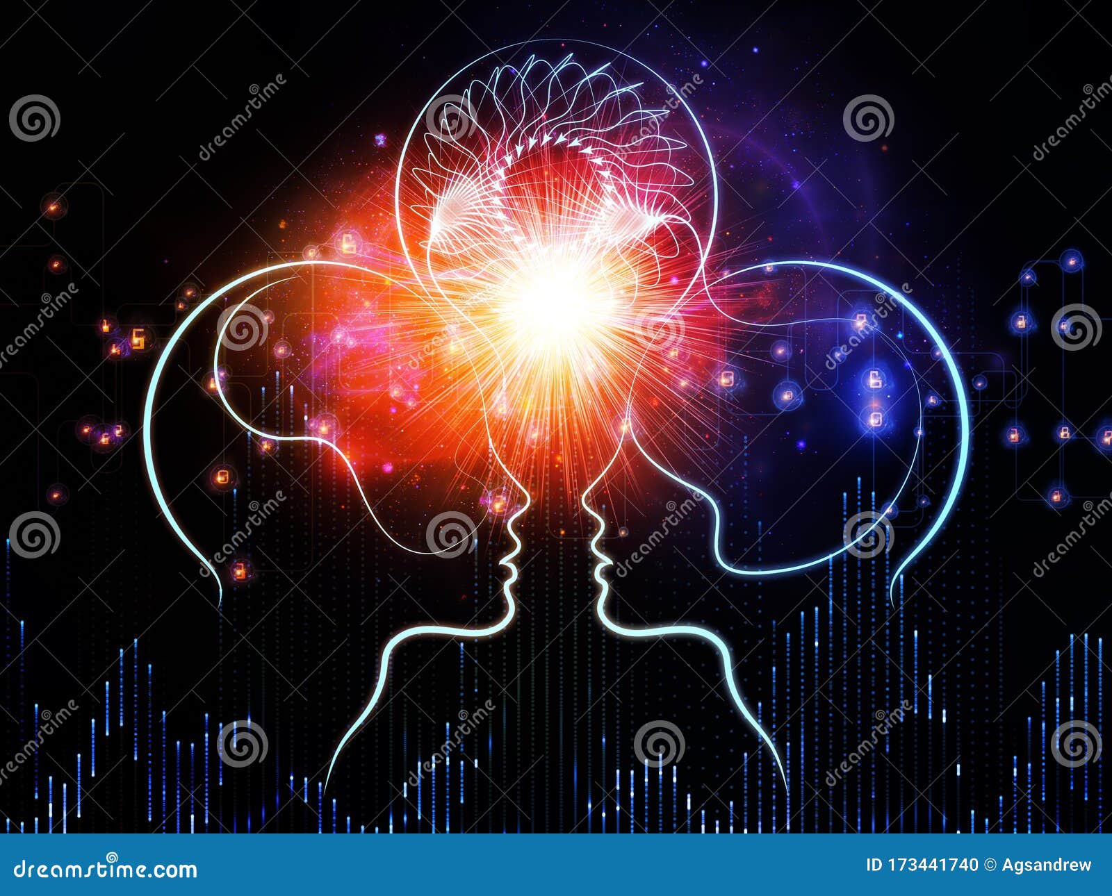 Interaction of Thoughts stock illustration. Illustration of mind ...