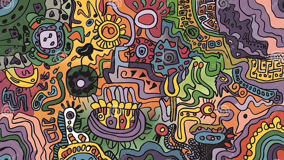 Interactive Abstract Background with Doodled Invitations Hints at ...