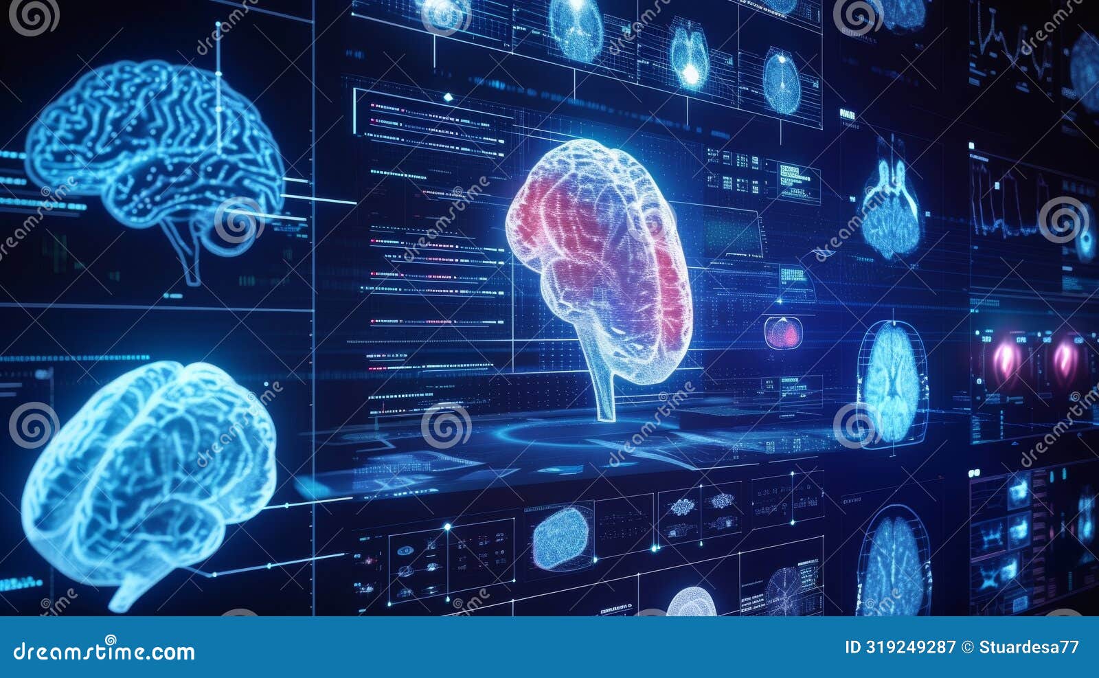 Interactive Brain Imaging Interface in Lab Stock Image - Image of ...