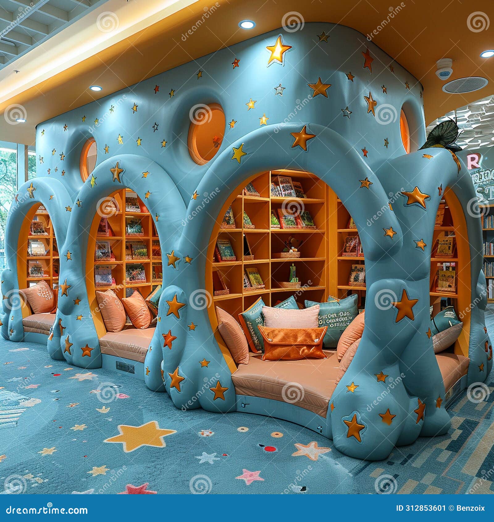 Interactive Childrens Library with Themed Reading Nooks and Educational ...