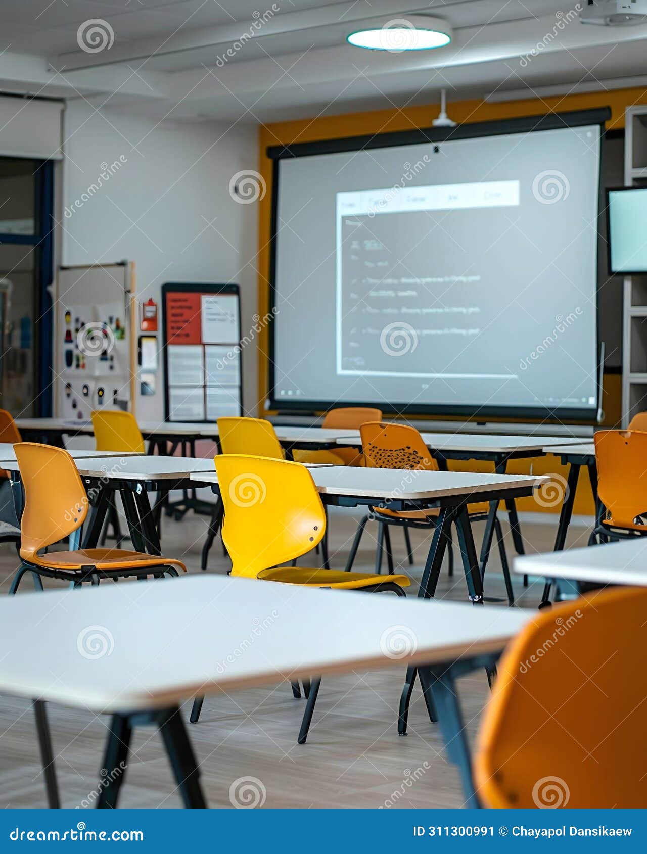 Interactive Classroom with Digital Whiteboard Eye-level. Generative AI ...