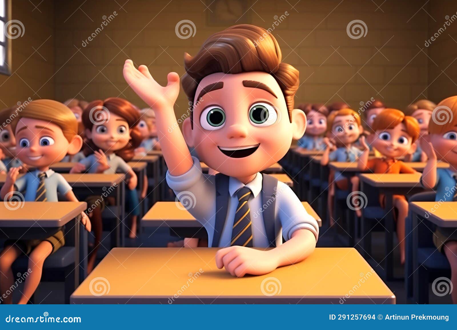 Interactive Classroom Education Concept. Schoolboy Raise Hand To Answer ... Interactive Classroom Education Concept. Schoolboy Raise Hand To Answer ...