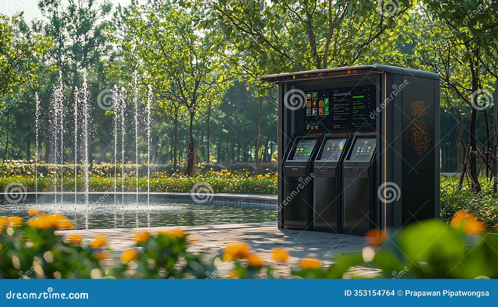 Interactive Composting Kiosk in Park with Digital Waste Management ...